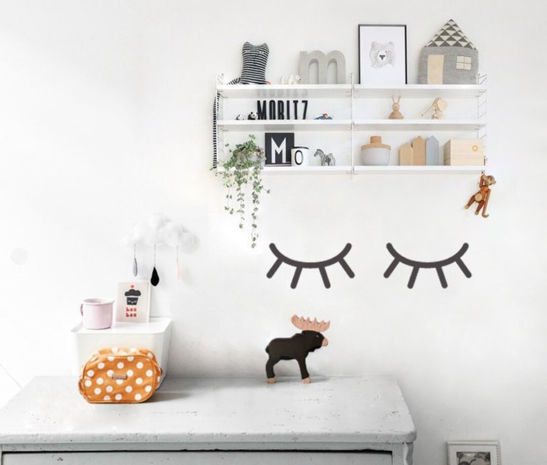 Wall Decal SLEEPY EYES XL Black a 60cm (24 Inches) Wide, Eyelashes Wall ...