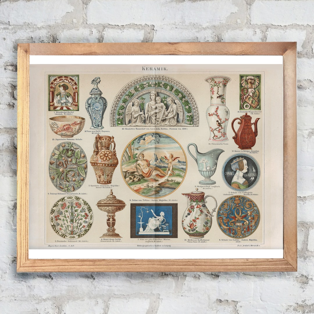 Antique Ceramic Design Historical Color Lithograph, Illustration Art ...
