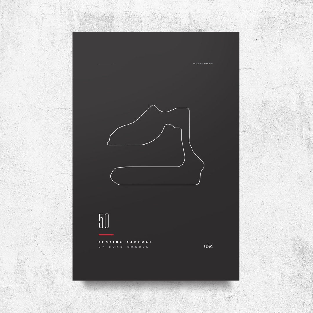 Sebring Raceway Track Poster - Black DIGITAL ONLY - Etsy