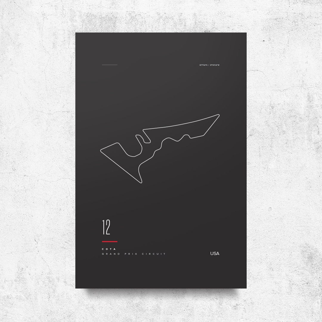 COTA Grand Prix Circuit Track Poster - Black DIGITAL ONLY - Etsy