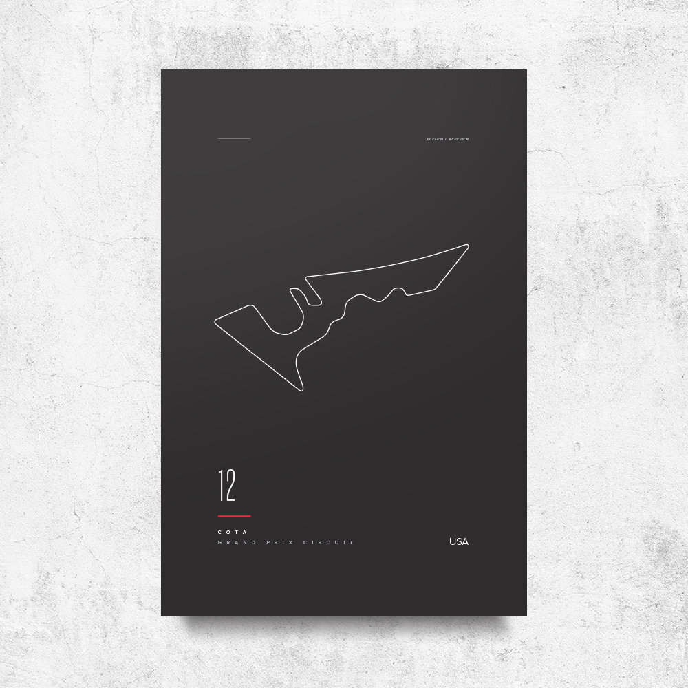 COTA Grand Prix Circuit Track Poster - Black DIGITAL ONLY - Etsy