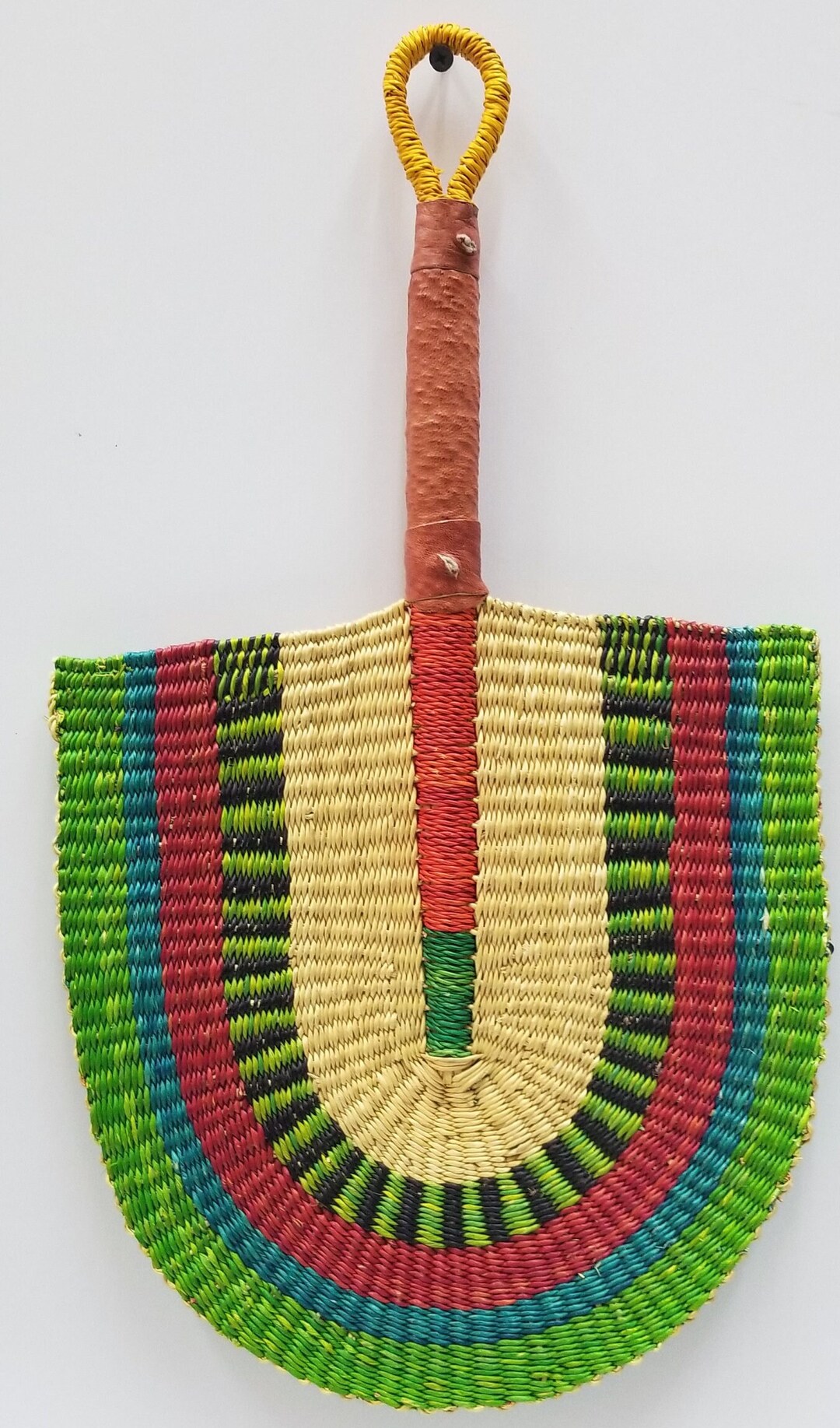 African Hand Fan With Leather Handle Sold Assorted, African Bolga Fan ...