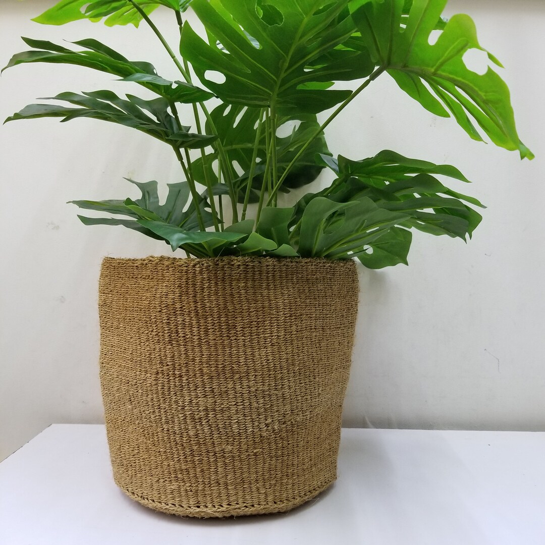 African Woven Planter, Khaki Storage Basket, Handmade Storage ...