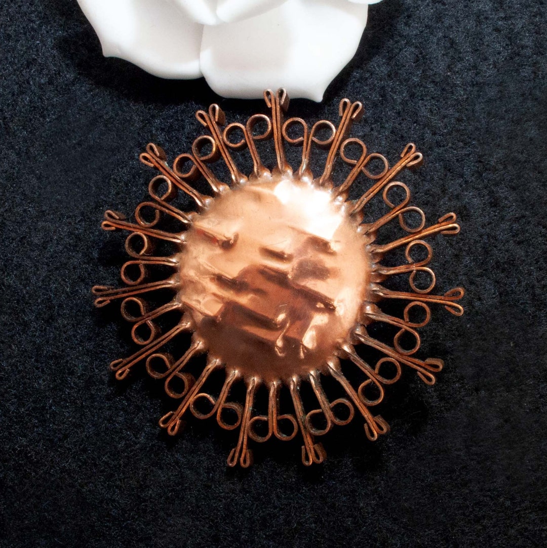 Vintage Brooch Ethno 70s, Copper Brooch, Copper Jewelry, Old Brooch ...
