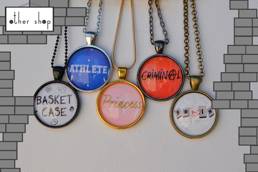 LAST the Breakfast Club Character Labels Photo Glass Pendant Necklace ...