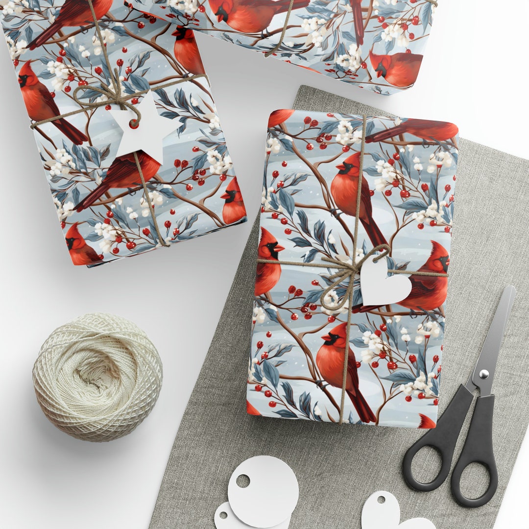 Cardinal Wrapping Paper, Christmas Wrapping Paper, Christmas Gift Wrap ...