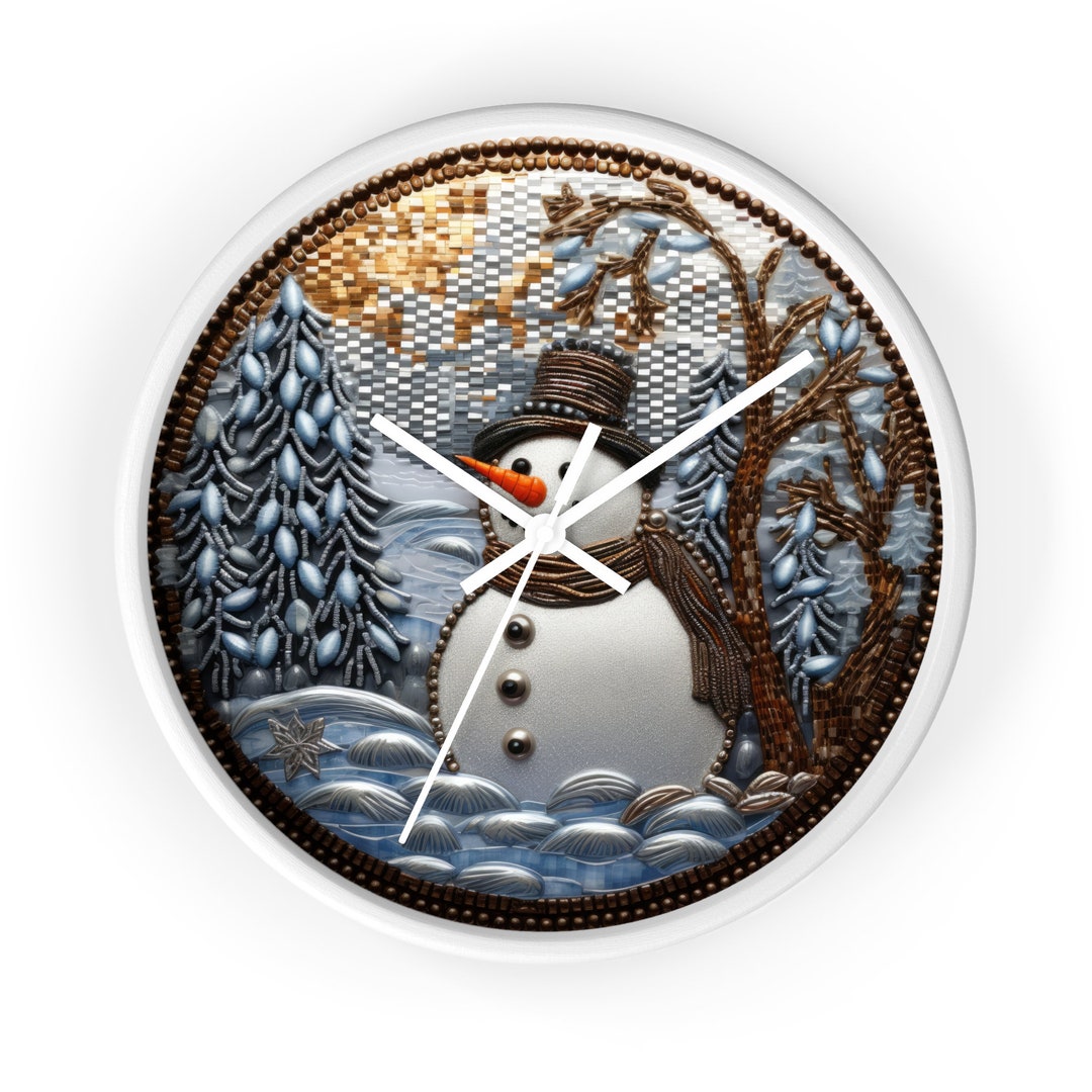 Snowman Wall Clock, Seasonal Winter Holiday Christmas Wall Art Decor ...