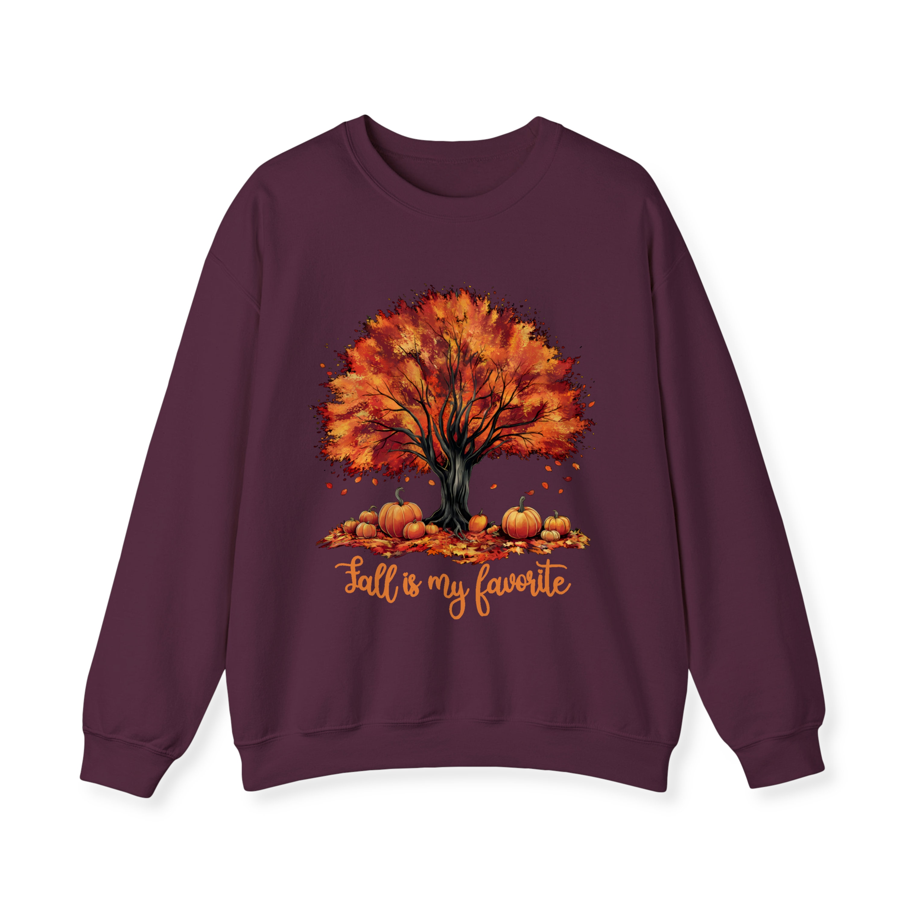 Fall is My Favorite Sweatshirt | Autumn Fall Tree Leaves Pumpkin | Cozy ...