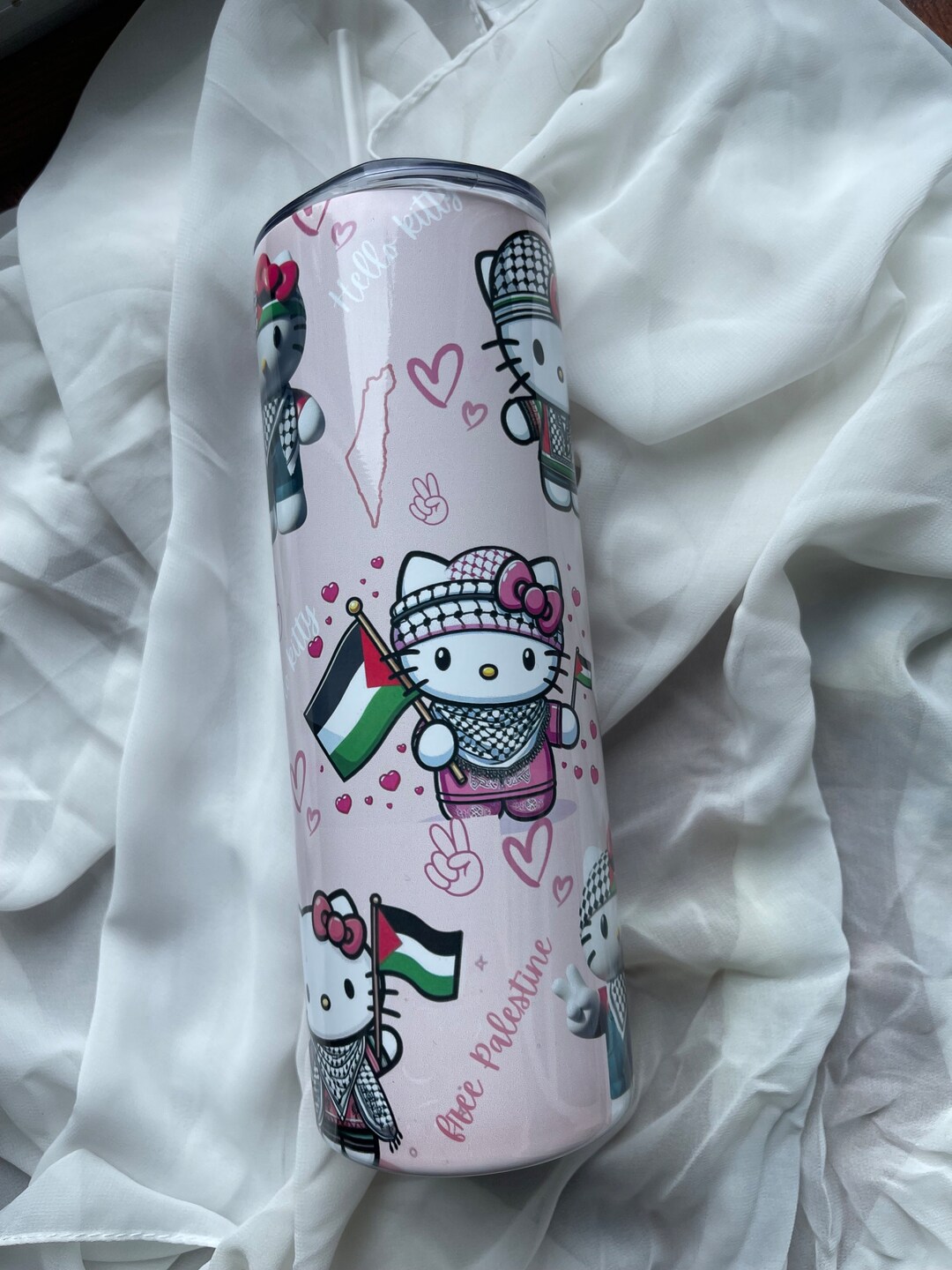 Palestine Hello Kitty 20oz Skinny Tumbler With Straw - Etsy
