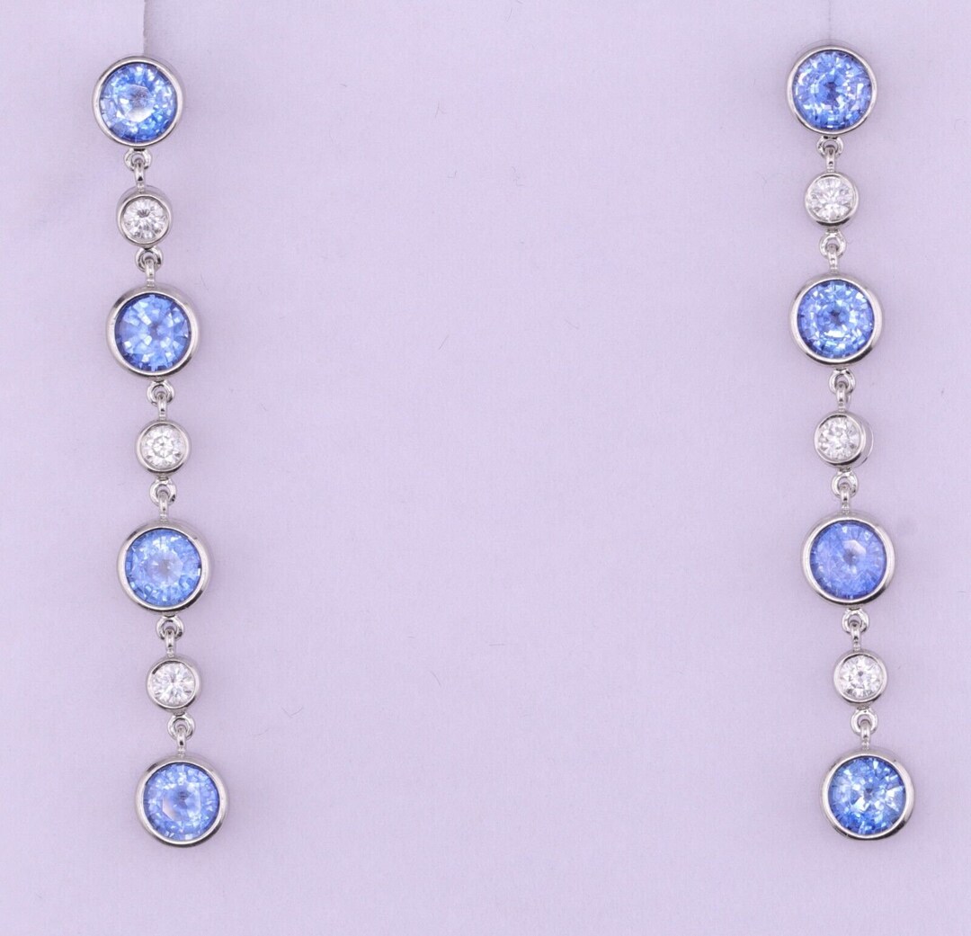 3.5 Ct. Platinum Tiffany & Co. Sexy Long Dangle Blue Sapphire Diamonds ...
