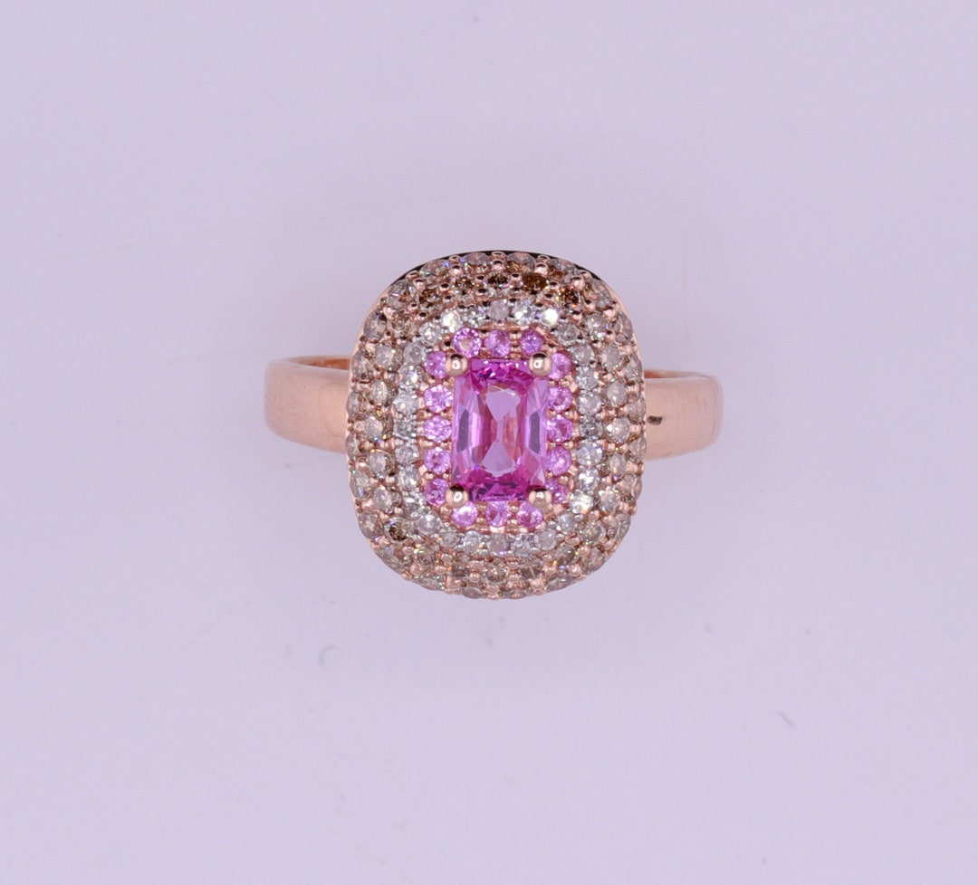 EFFY Pink Sapphire and Diamond 14K Rose Gold Ring - Etsy