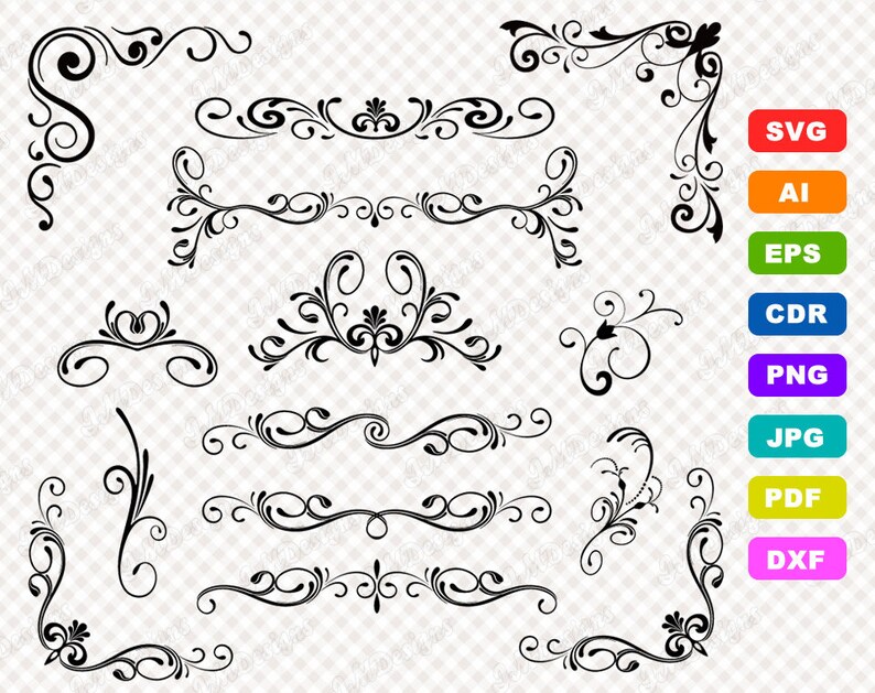 Flourish01 Svg Design Flower Edge SVG DXF EPS Png Files | Etsy