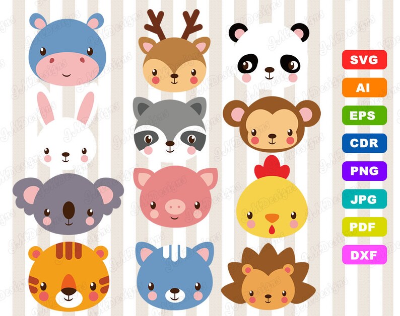 Cute Animals Svg Design Ai SVG DXF EPS Png Files for | Etsy