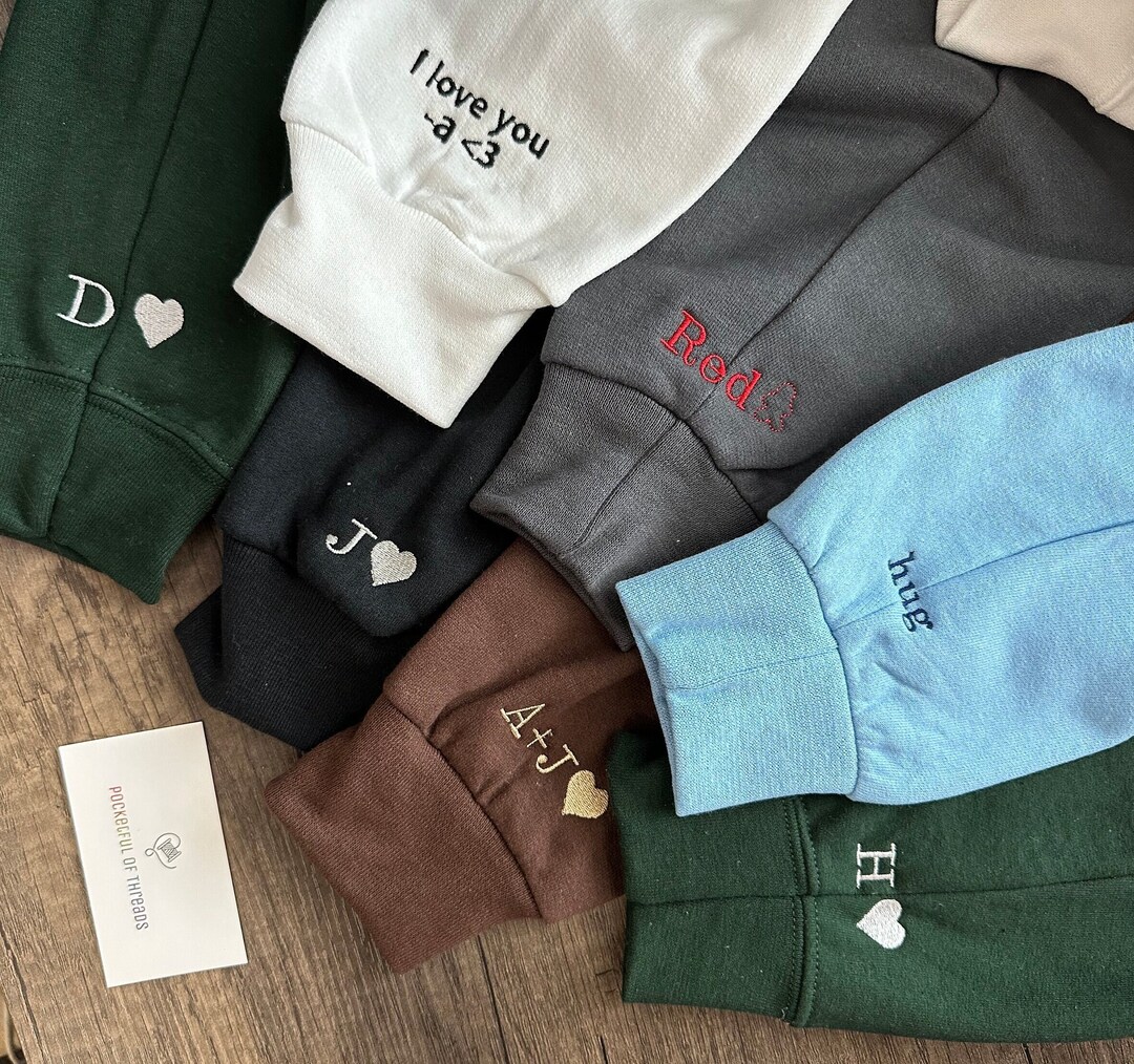 Custom Embroidered Sweatshirt, Custom Sleeve Sweatshirt, Personalized ...
