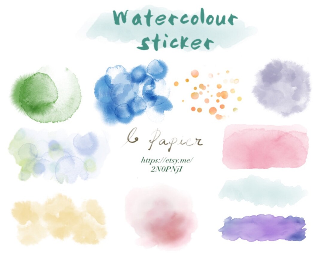 Digital Watercolour Stickers Clip Art - Goodnotes,watercolor Sticker ...