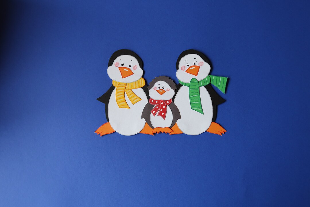 Window Picture Winter: Penguin Family - Etsy
