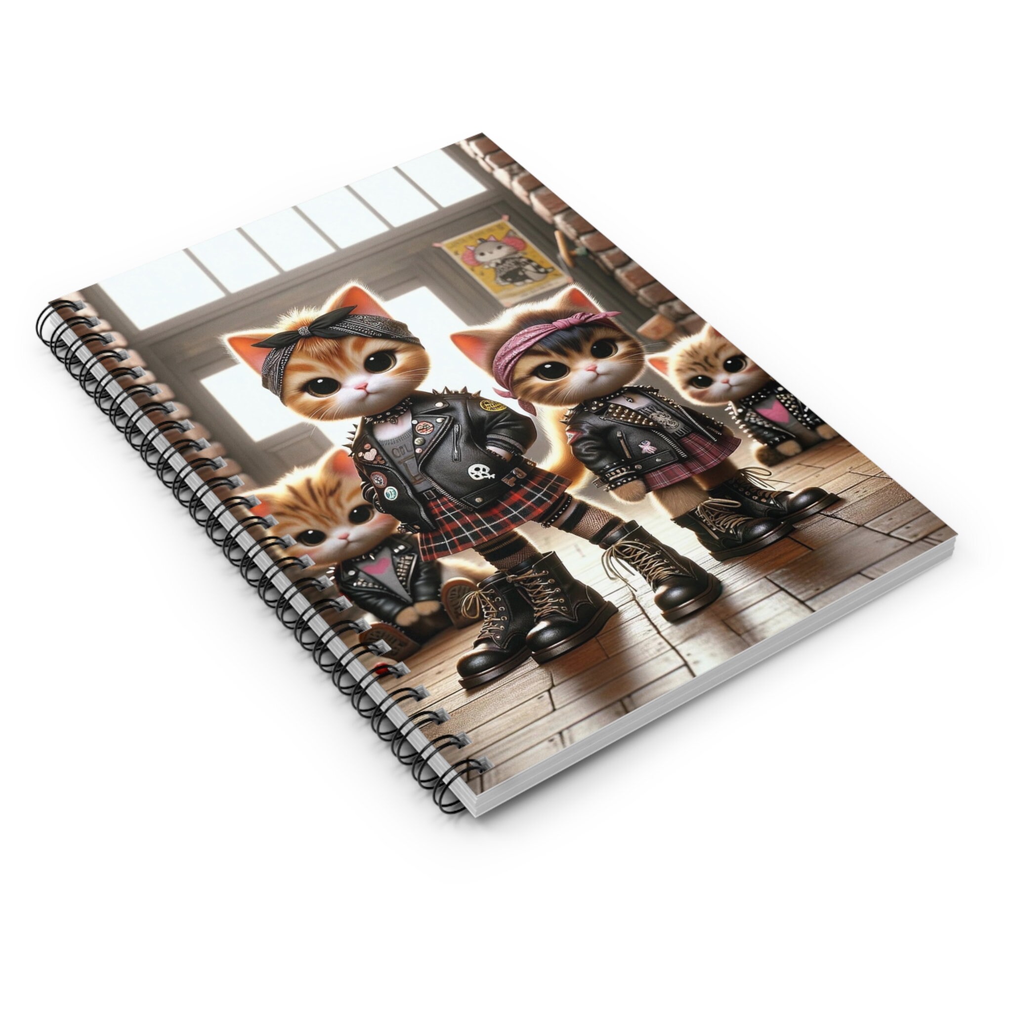 Kitten Gang Spiral Notebook, Tough Cats, Greaser Kitties, Cute Punk ...