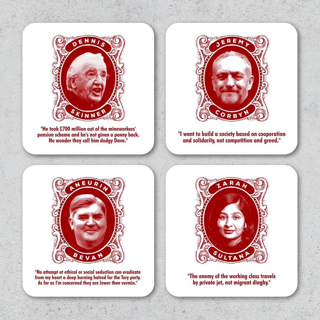 Socialist Labour Heroes 4 Coaster Set One / Left Wing / Politics ...
