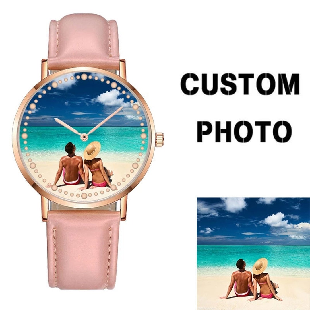 Personalized Photo Watches for Men Women Leather Strap Custom Any Name ...