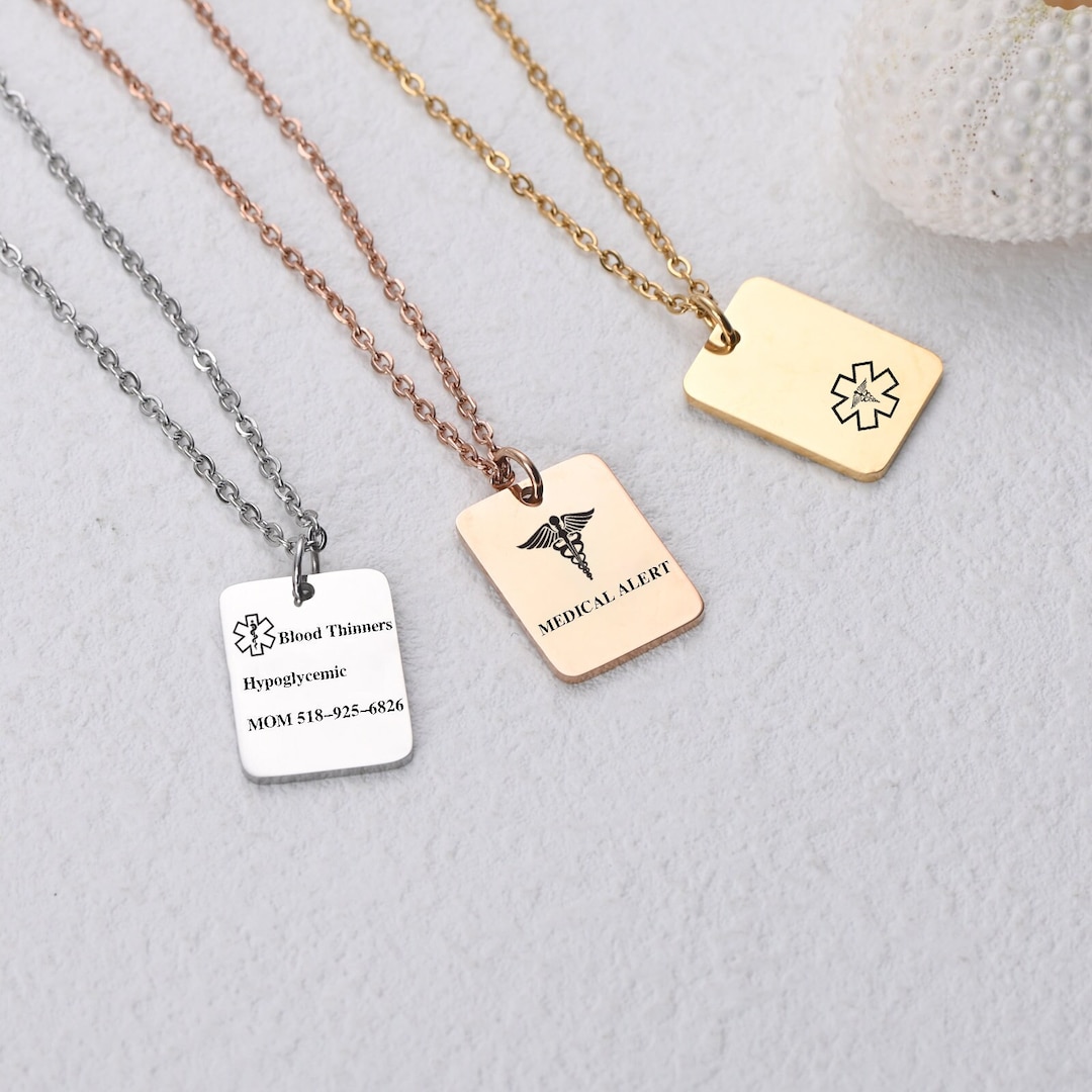 Personalized Medical ID Necklace Diabetes Medical Alert Necklaces for ...