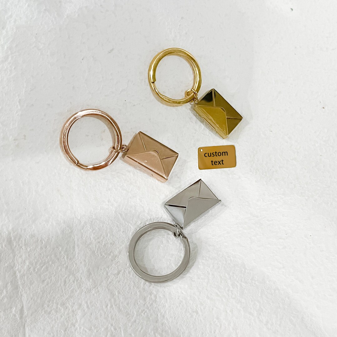 Personalized Envelope Custom Photo Keychain Engraved Name Keychain ...