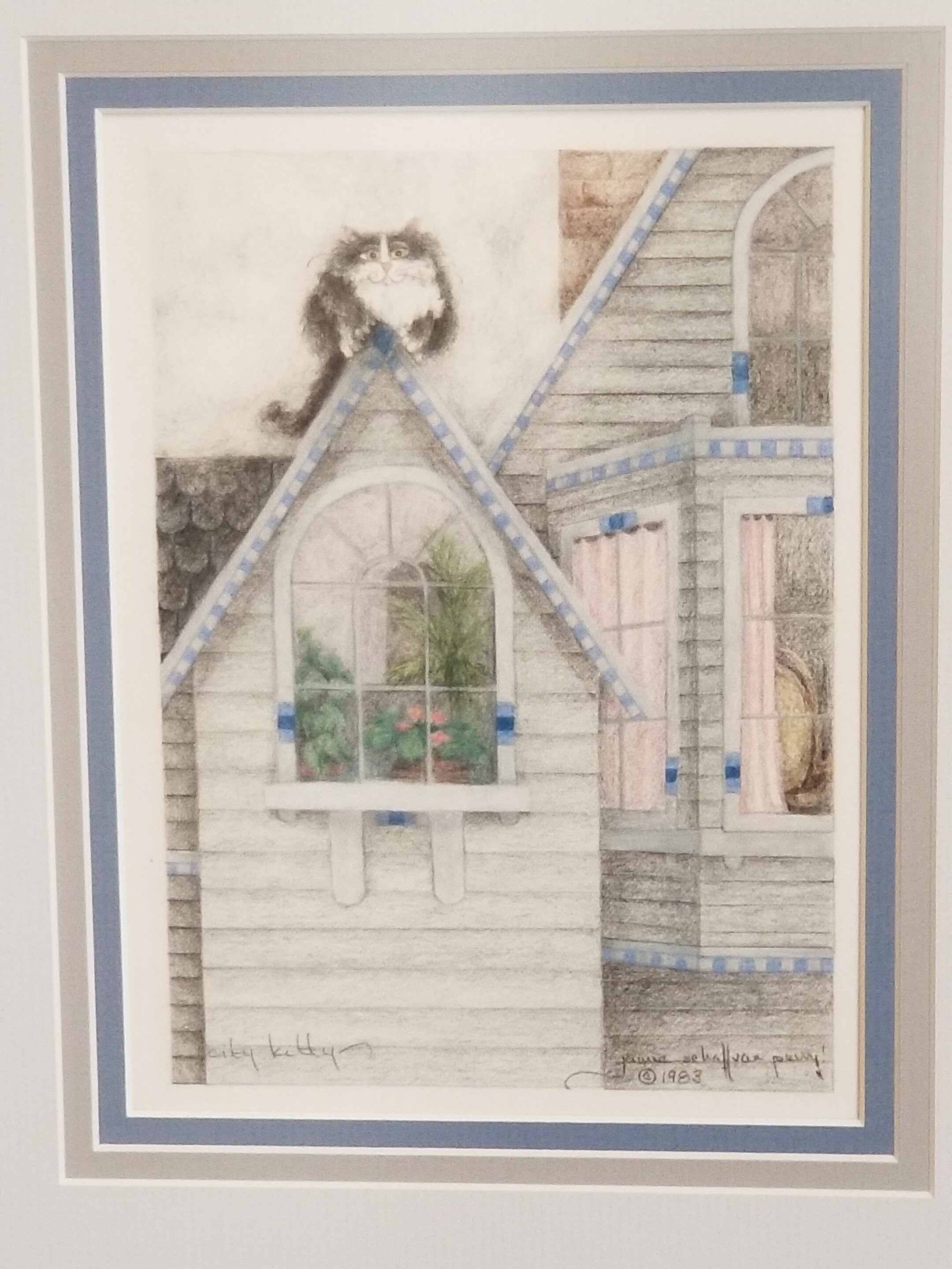 Jamie Schaffran Perry Original Pencil Drawing of "city Kitty" Circa ...
