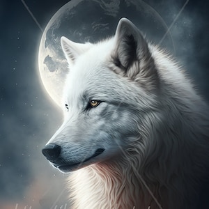 Digital Download - White Greenland Wolf Canis Lupus Orion - Full Moon ...