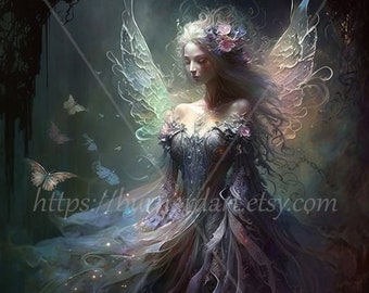 Dark Fairy Digital Download Gothic Fantasy AI Art Print Printable Image Stock Photo PNG - Etsy