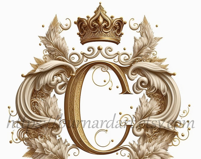 Digital Download Letter C Crown on Whitish Background Alphabet Initials ...