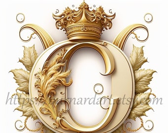 Letter C Golden Crown Alphabet Monogram Initials on White Background ...