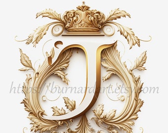 Letter J Golden Crown Alphabet Monogram Initials on White Background ...