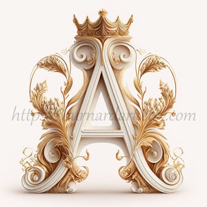 Digital Download - Letter A Crown on Whitish Background Alphabet ...