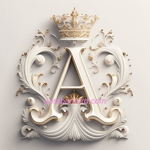 Digital Download - Letter A Crown on Whitish Background Alphabet ...