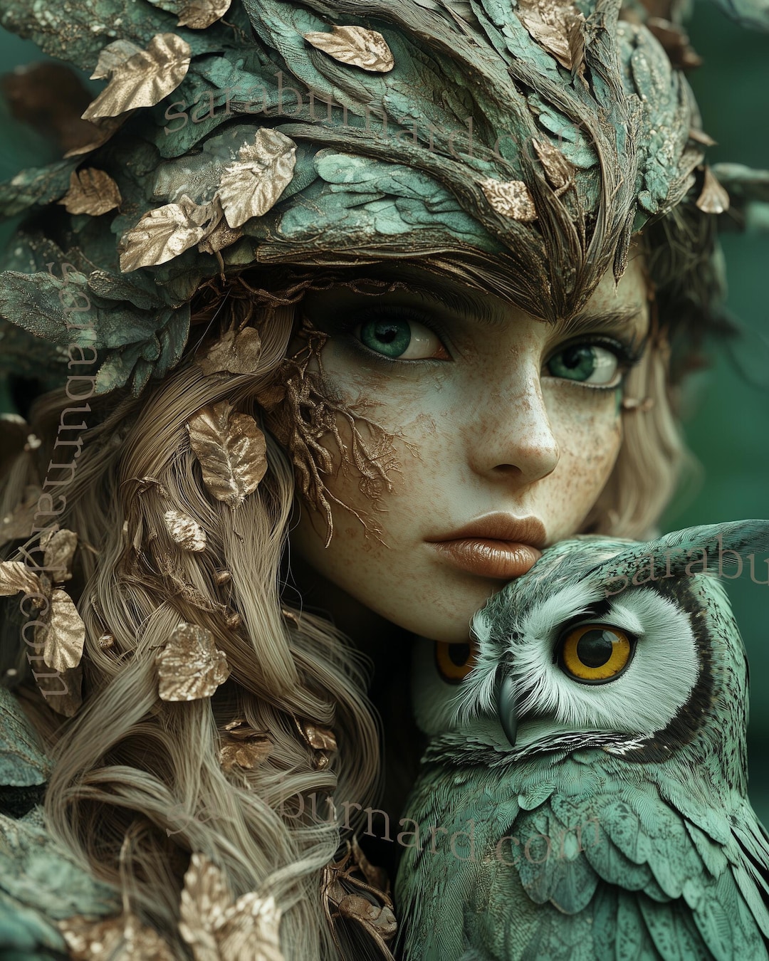 Forest Nymph With an Owl Digital Download - Witchy Spirit Fantasy - AI ...