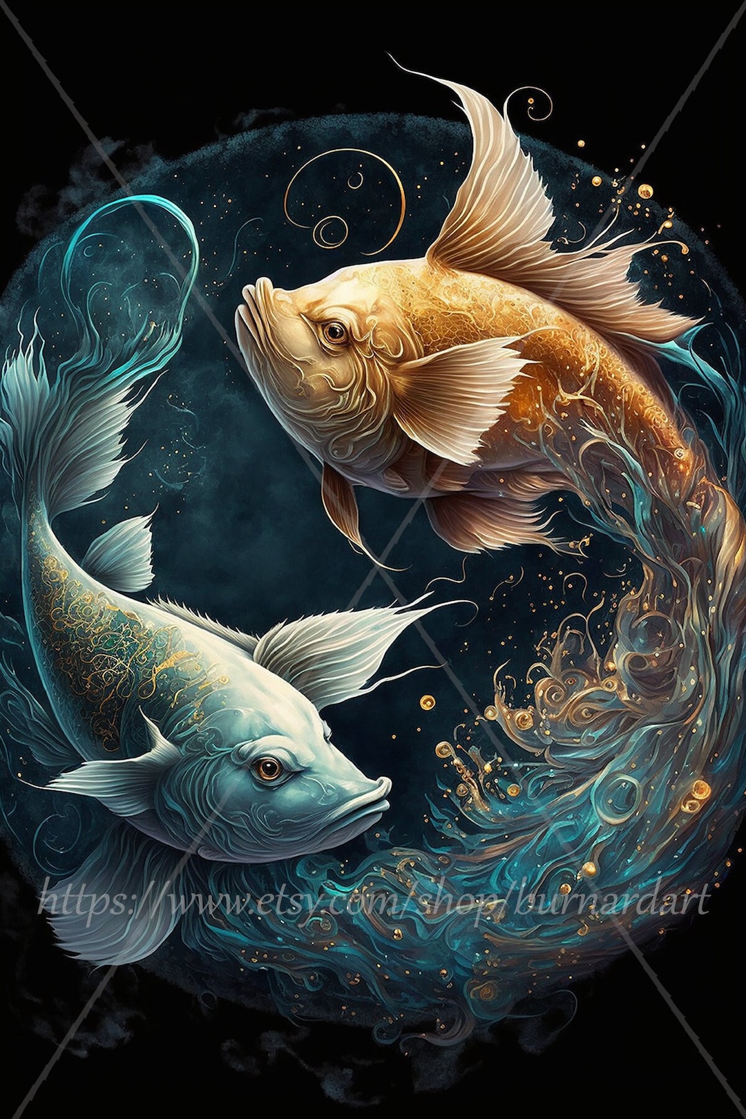 Pisces Fish Digital Download - Astrology Zodiac Star Sign - Sun Moon ...