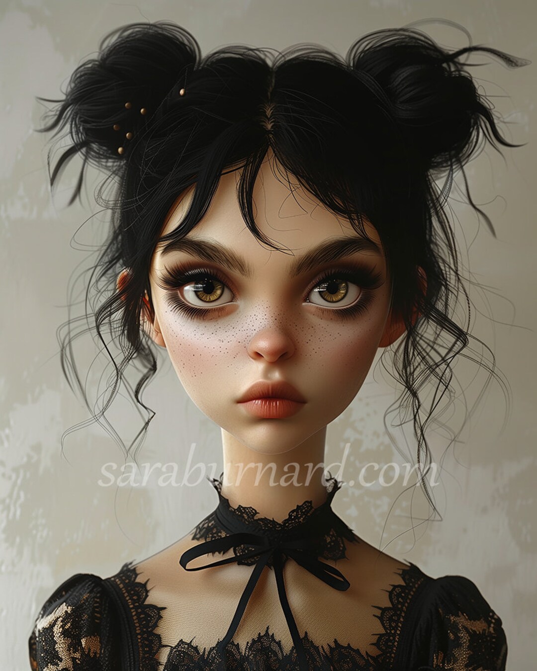 Gothic Pixie Digital Download Caricature Fantasy AI Generated Art Print ...