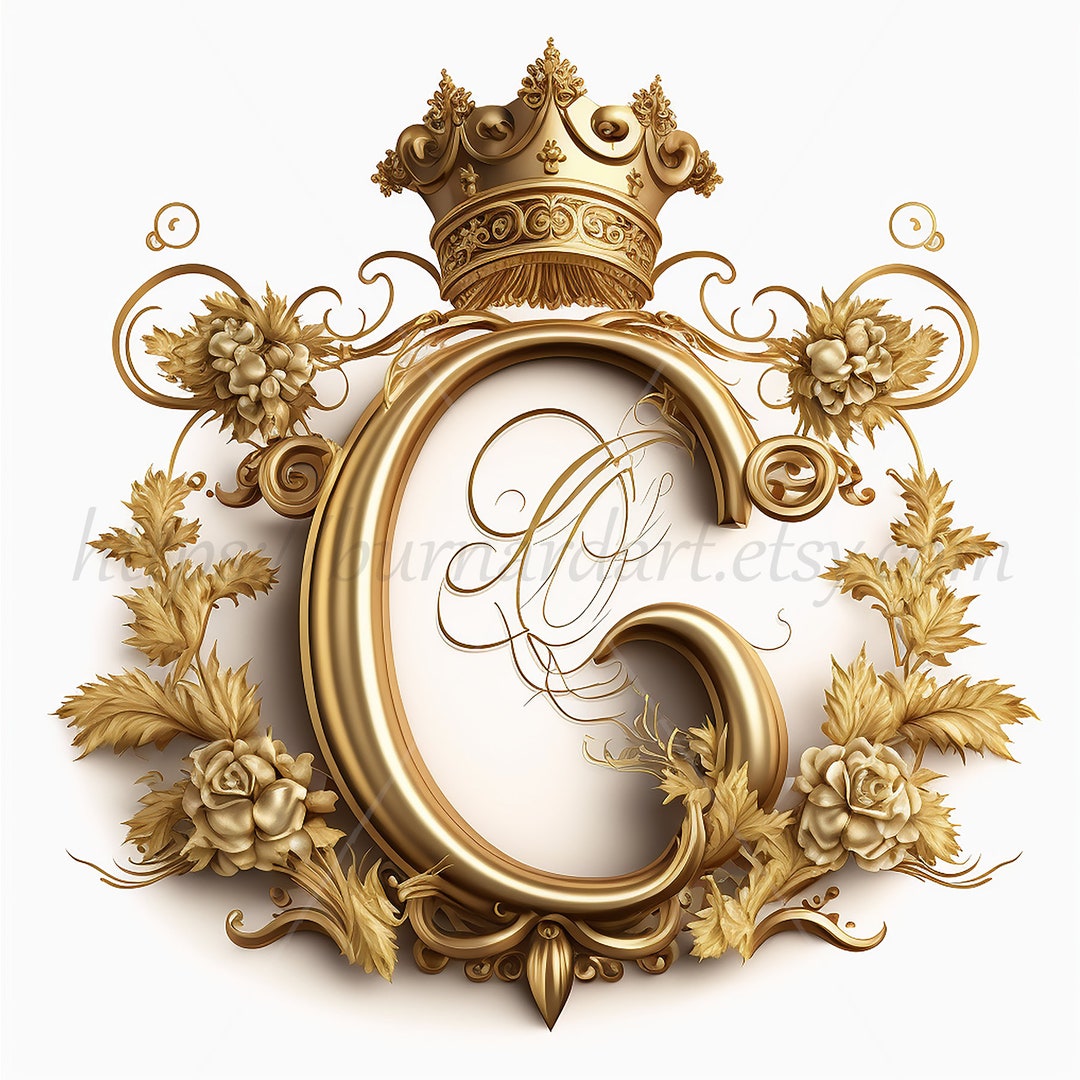 Digital Download - Letter G Crown on Whitish Background Alphabet ...