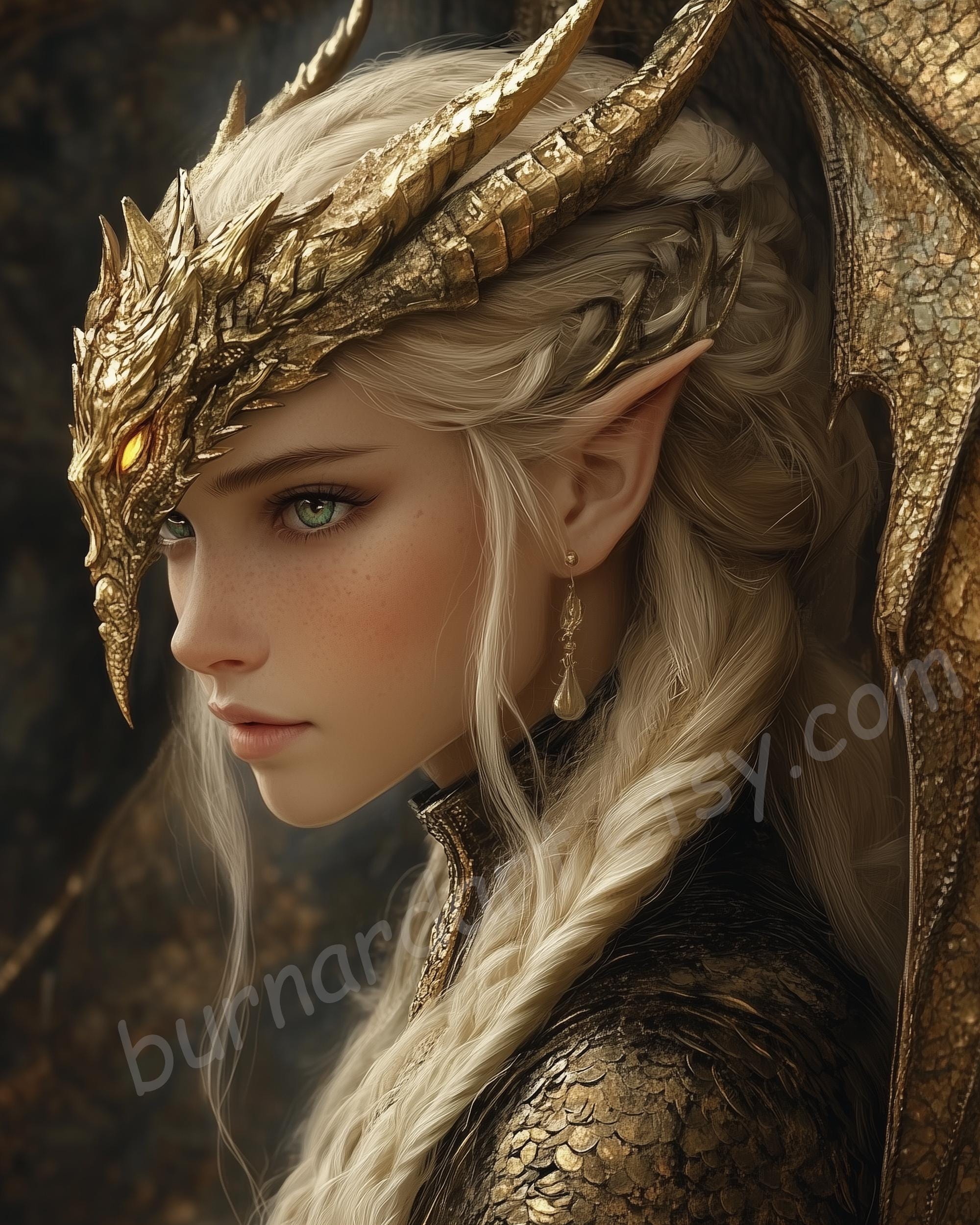 Dragon Pixie With Fair Hair - Digital Print Download - Mythical Fantasy ...