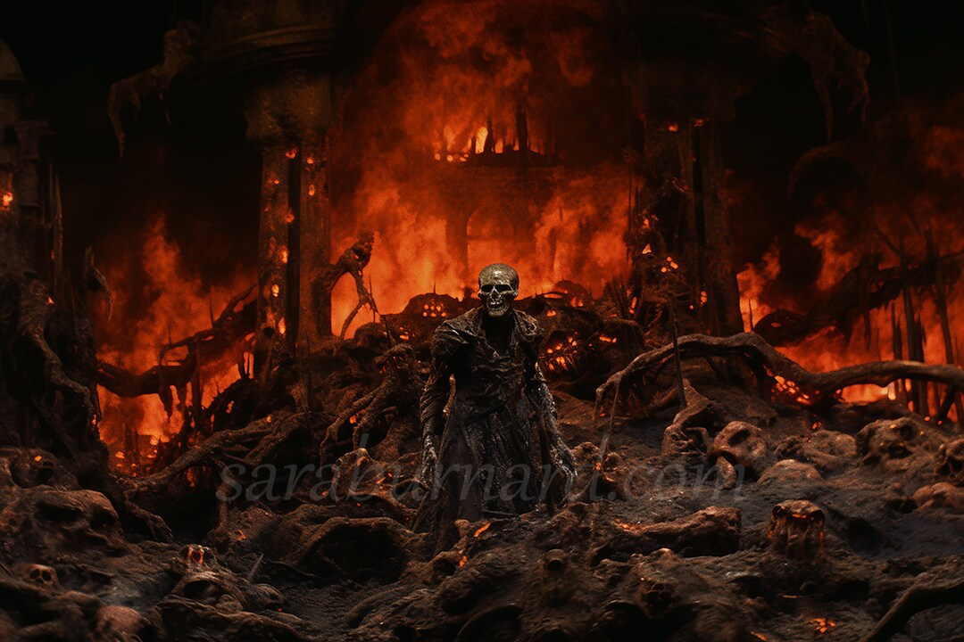 Fiery Spooky Scene Digital Download - Fantasy Art - Halloween - AI Art ...
