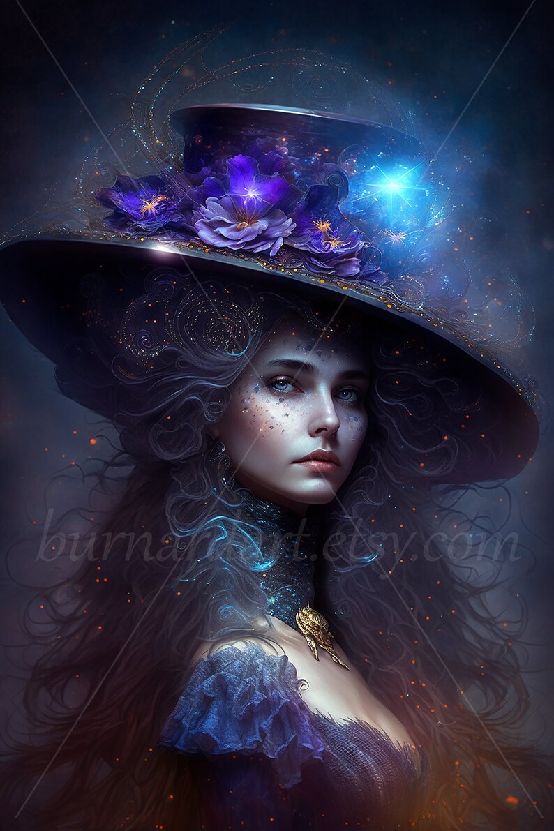 Celestial Woman Digital Download With Beautiful Big Magic Hat AI ...