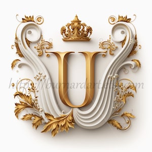 Digital Download - Letter U Crown on Whitish Background Alphabet ...