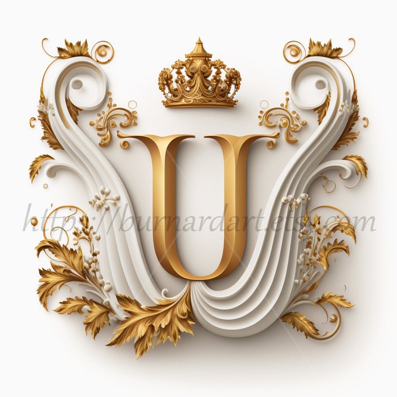 Digital Download Letter U Crown on Whitish Background - Etsy