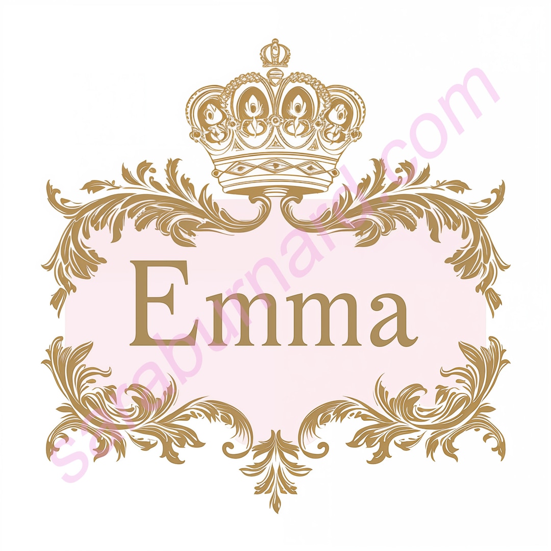 Emma Digital Download - the Word Emma in Pink With Gold Crown on White ...