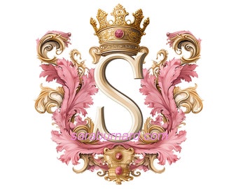 Letter S Golden Crown Alphabet Monogram Initials on White Background ...