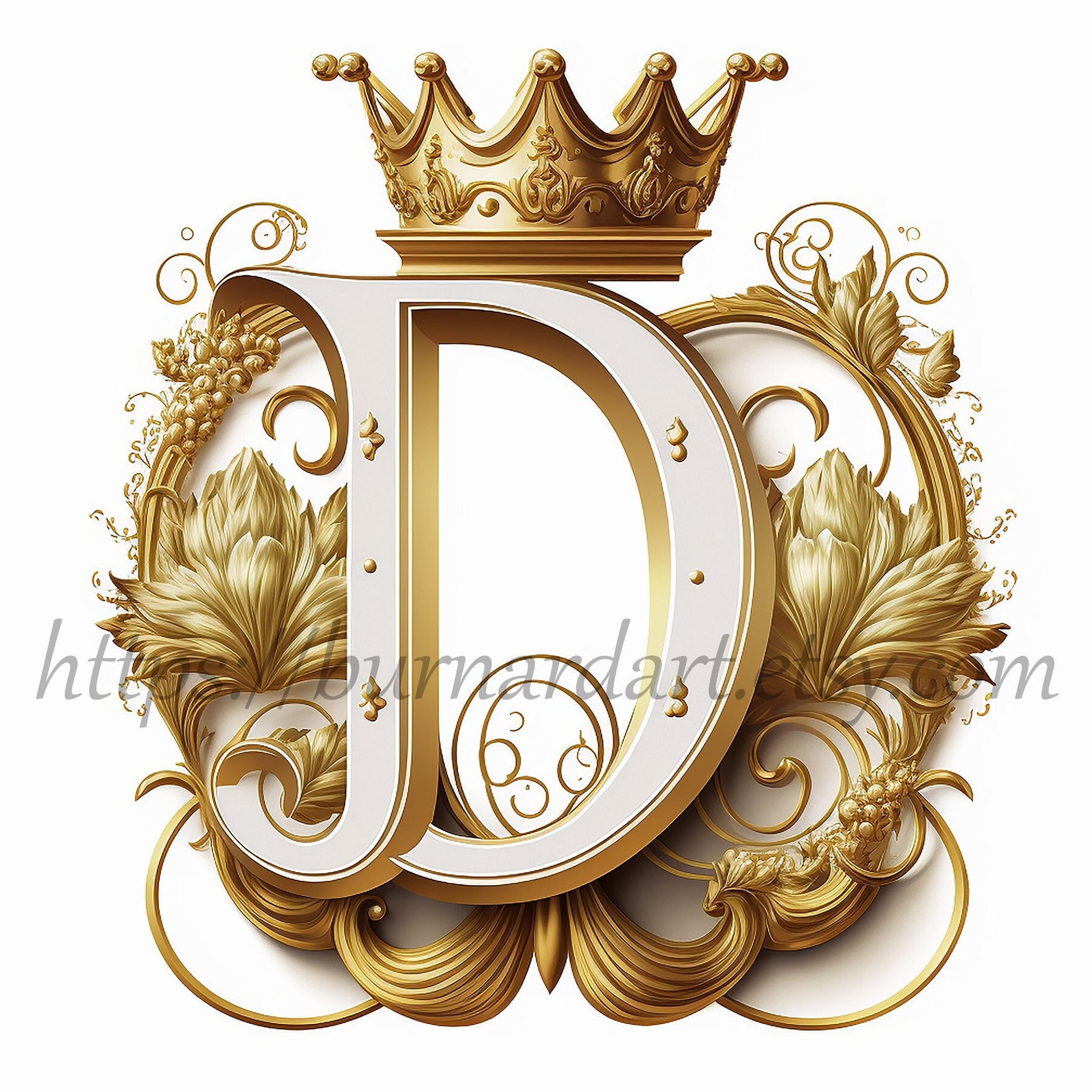 Digital Download Letter D Crown on Whitish Background - Etsy