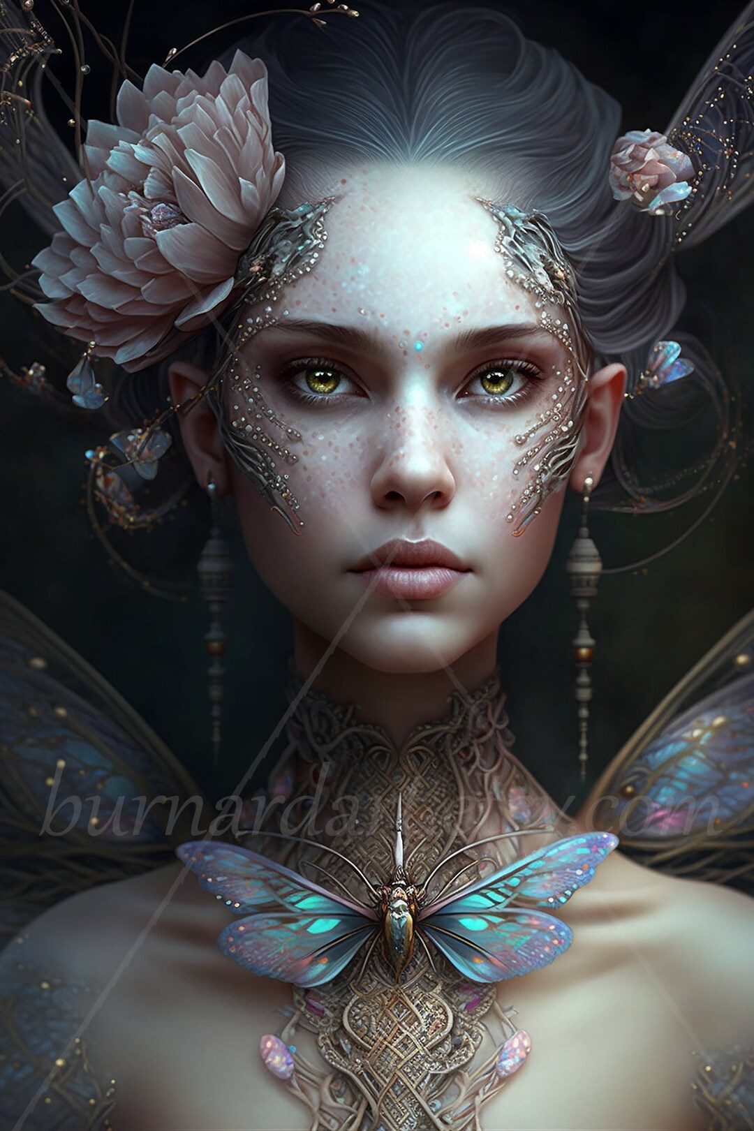Lady Dragonfly Digital Download - Fantasy Winged Headpiece Jewels - AI ...