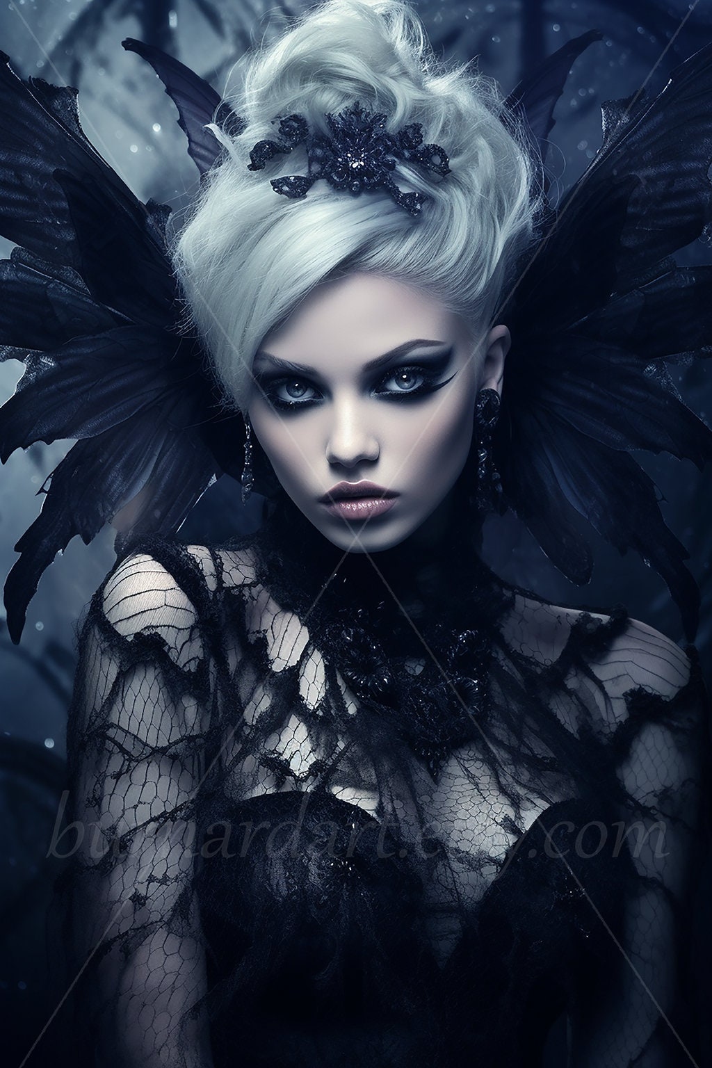 Dark Fairy Digital Download Gothic Fantasy AI Art Print Printable Image Stock Photo PNG - Etsy