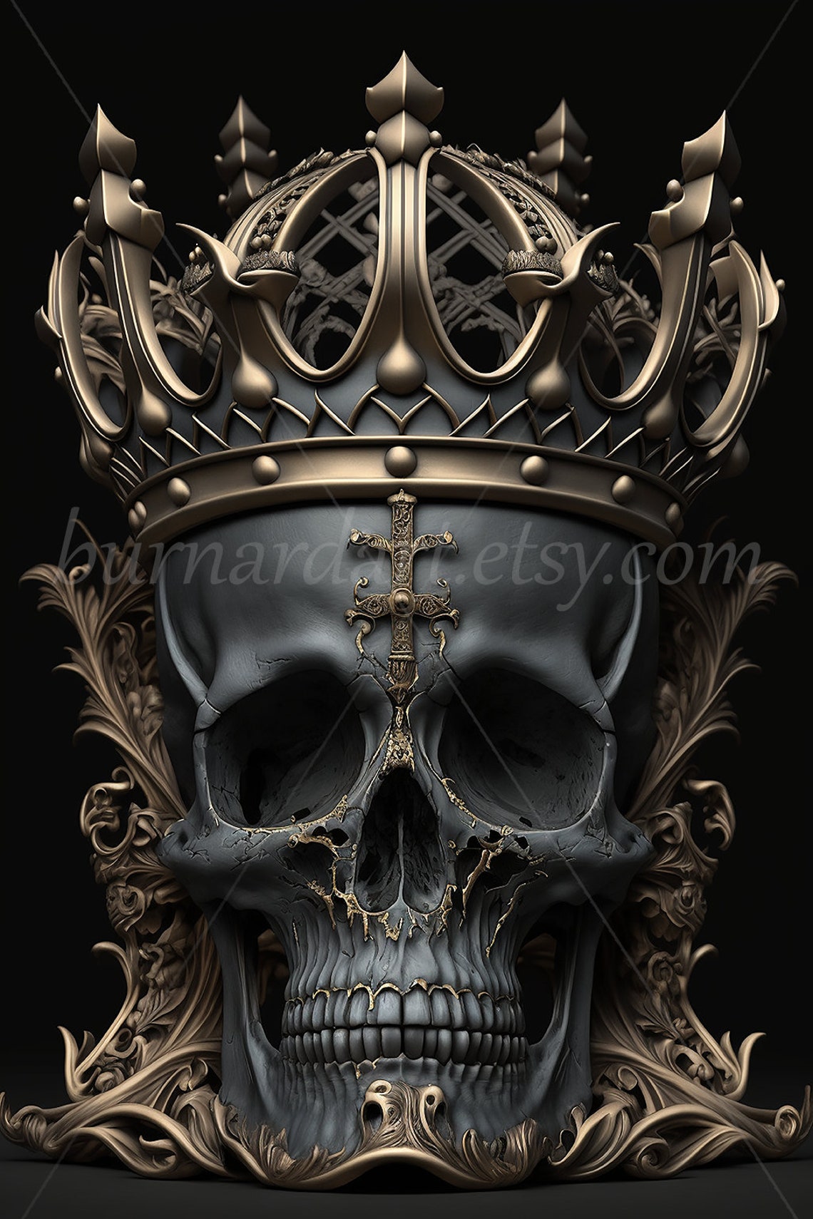 Gothic Skull With a Crown Digital Download Fantasy Scary - Etsy