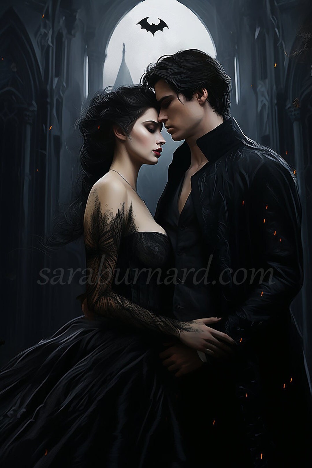 Vampire Couple Digital Download - Fantasy Art - Spooky Halloween - AI ...