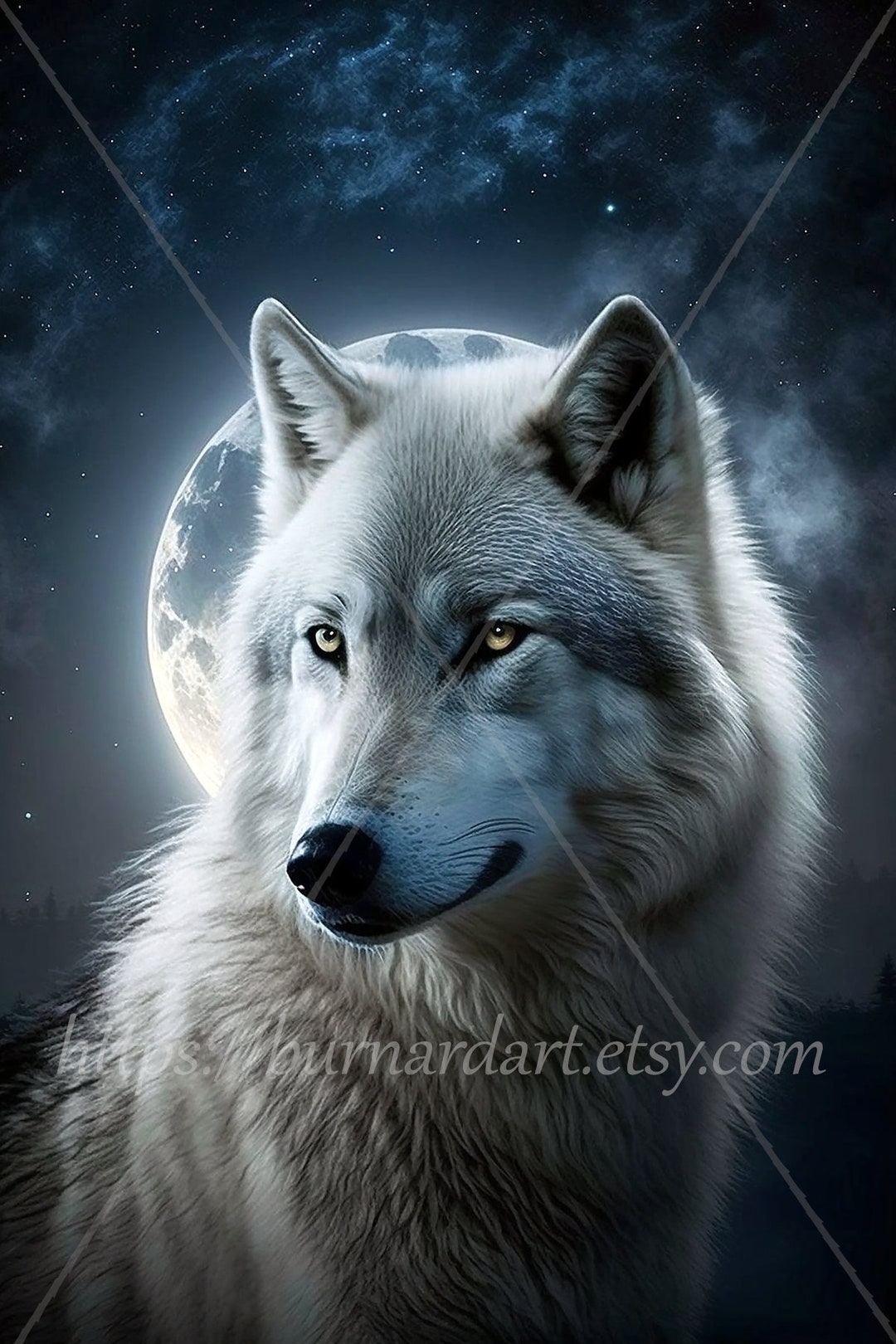 Digital Download Alexander Archipelago Wolf Grey With Moon in ...